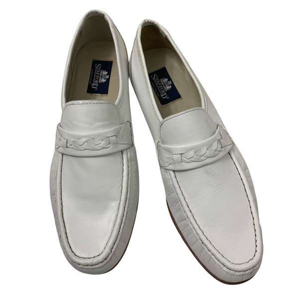 Stafford | Shoes | Stafford Mens White Pat Boone Leather Loafers Slipon ...